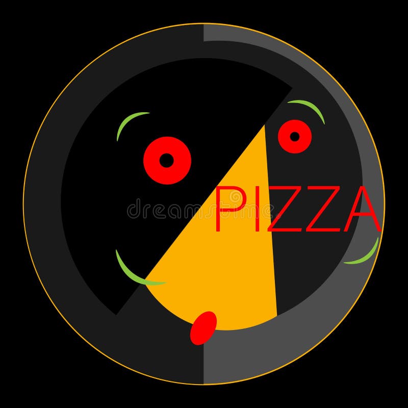 Abstract Minimal Pizza Logo from Geometric Shapes on Dark Background ...