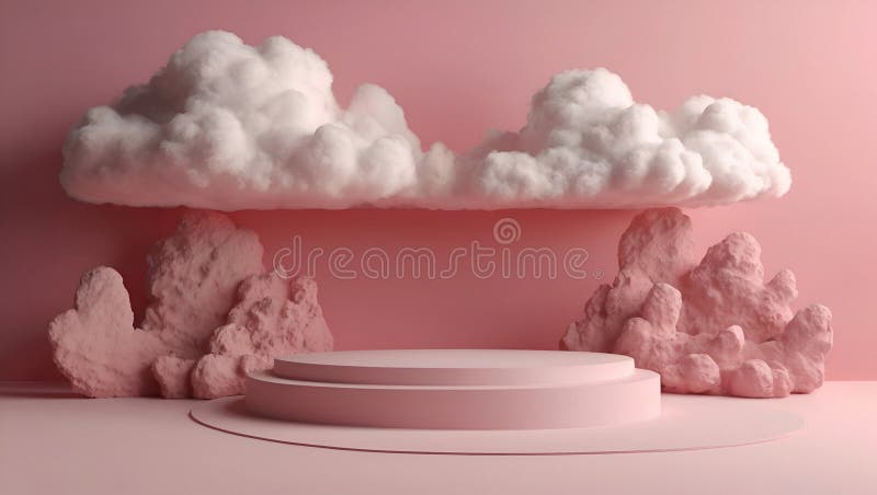 Abstract Minimal Scene with Geometrical Forms. Pink Background with ...