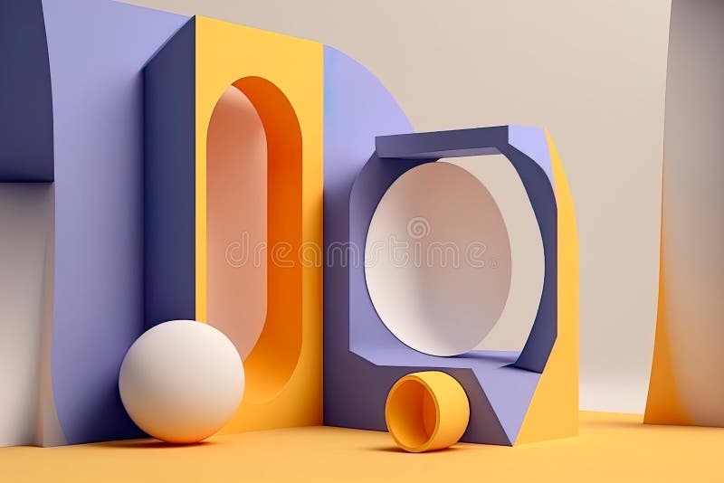 Abstract Minimal Showcase Geometric Shape Group Stock Illustration ...