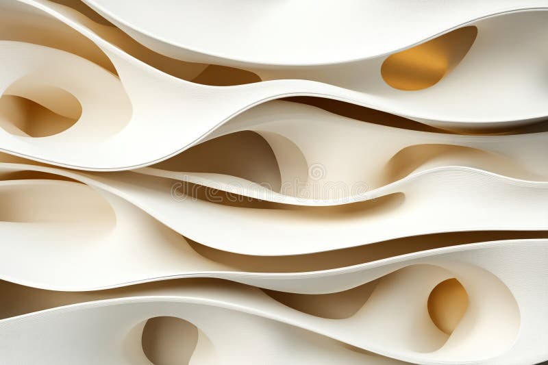 Abstract Minimal Wavy Cream Pattern Modern Curved Shapes Stock Photos ...