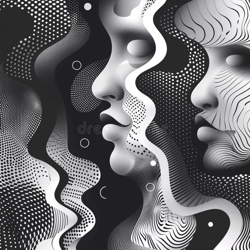 Abstract Minimalism: a Dance of Monochrome Shadows. Stock Illustration ...