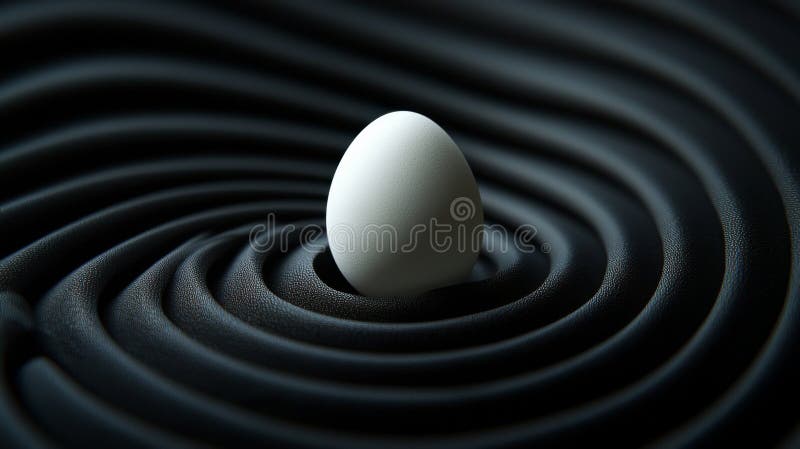 Abstract Minimalism: Egg Amidst Black Swirls Stock Illustration ...