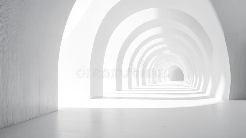 White Archway Corridor Abstract Minimalist Architecture Light Path ...