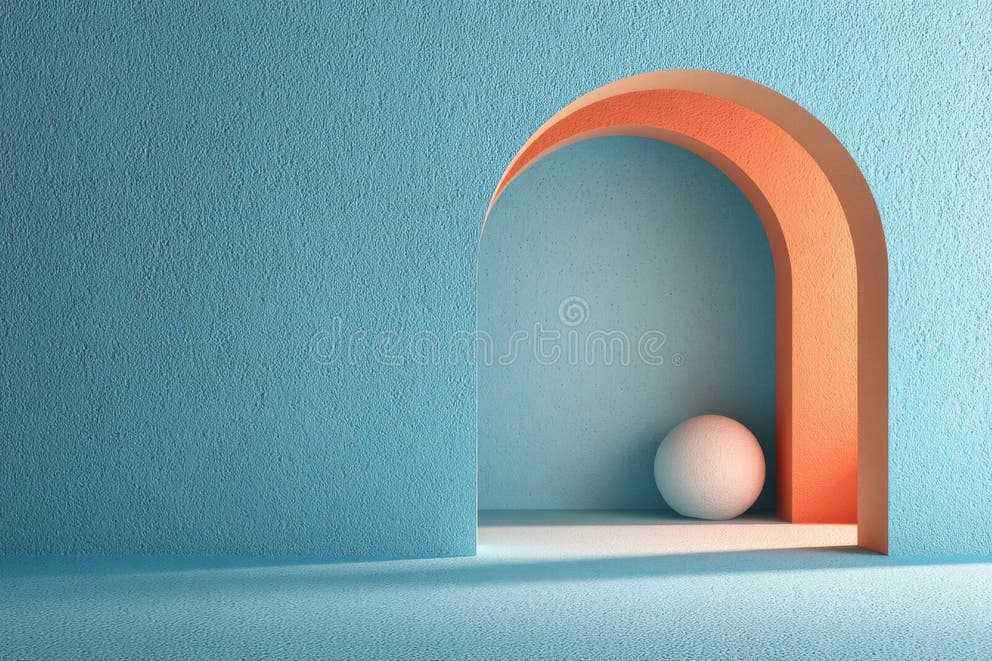 Abstract Minimalist Archway with Sphere Stock Illustration ...