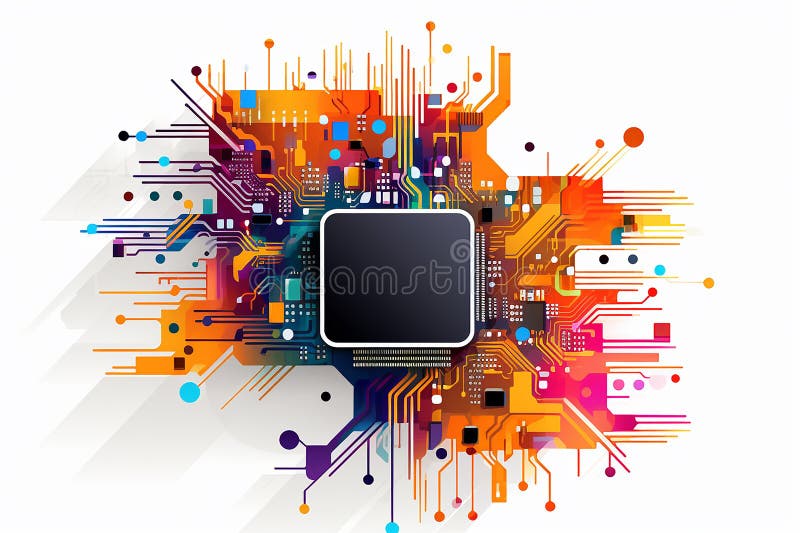 Abstract and Minimalist Art of Colorful Technology or Electronics ...