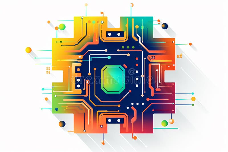 Abstract and Minimalist Art of Colorful Technology or Electronics ...