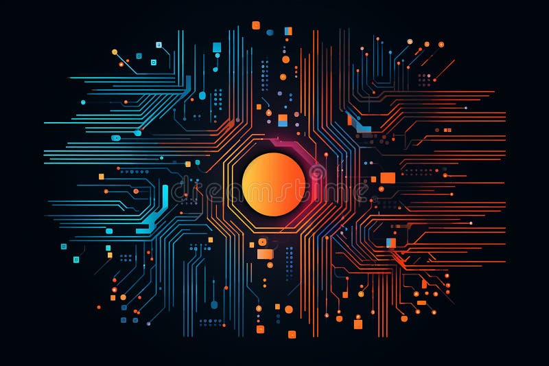 Abstract and Minimalist Art of Colorful Technology or Electronics ...