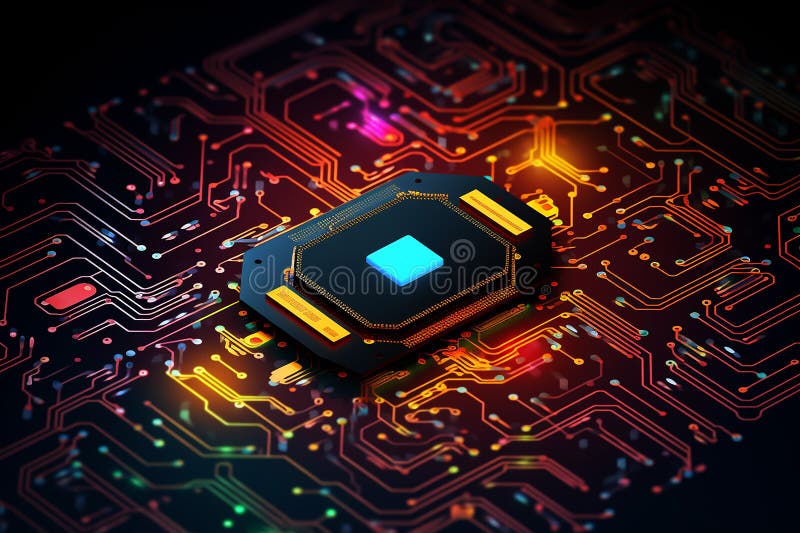 Abstract and Minimalist Art of Colorful Technology or Electronics ...