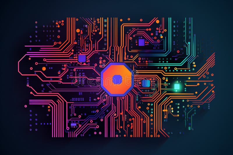 Abstract and Minimalist Art of Colorful Technology or Electronics ...