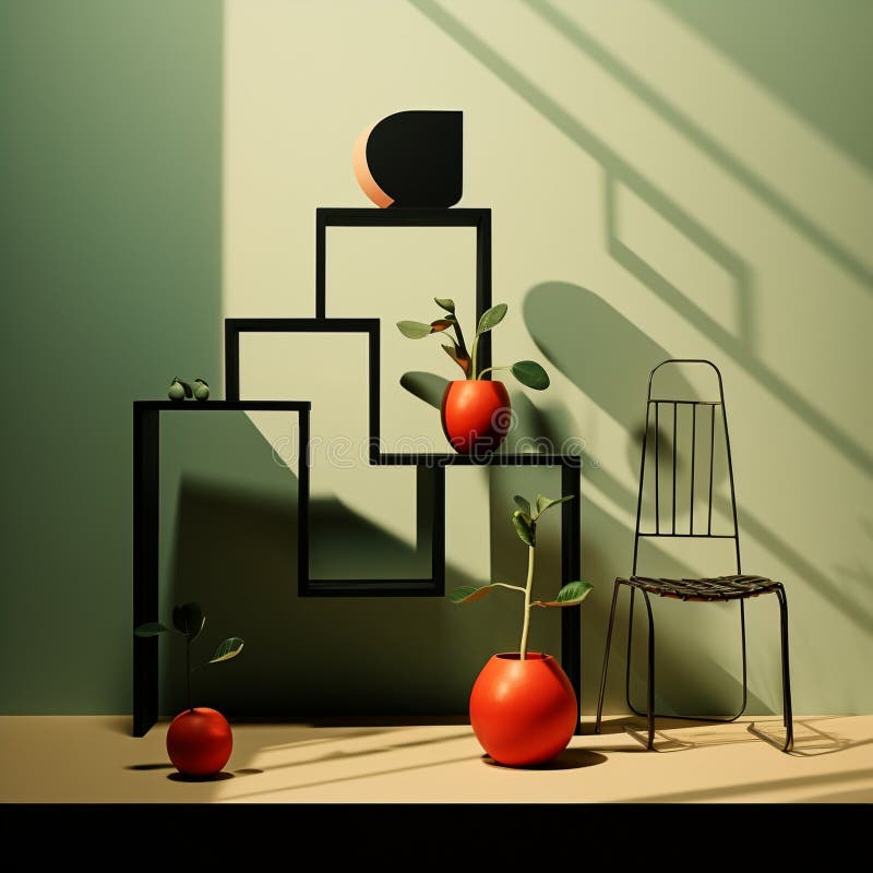 Abstract Minimalist Artwork: Intertwined Shadows of Everyday Objects ...