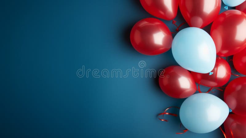 Abstract Minimalist Background with Red and Blue Balloons. Stock Image ...