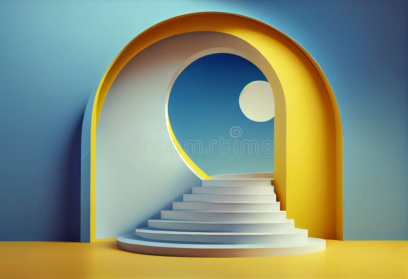 Abstract Minimalist Blue Background with Stairs Stock Photo - Image of ...