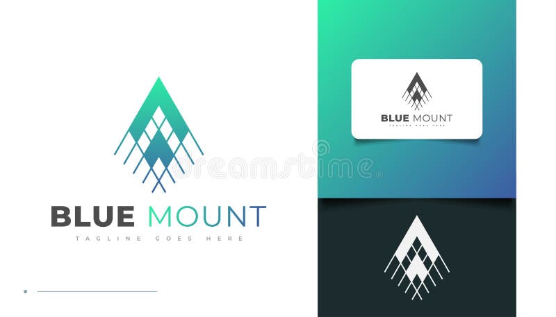 Abstract and Minimalist Blue Mountain Logo Design Stock Vector ...