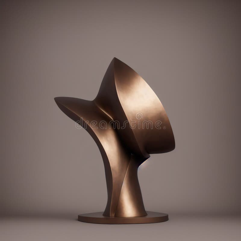 Abstract Minimalist Bronze Sculpture. Digital 3D Rendering Illustration ...