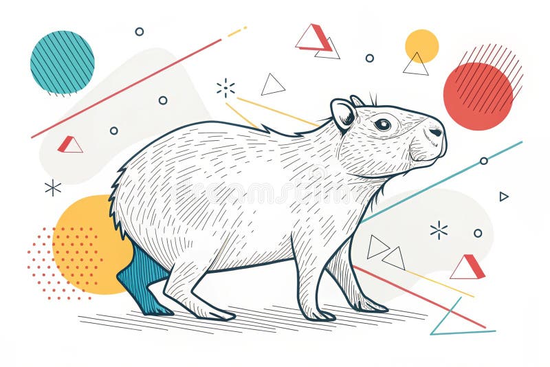 An Abstract, Minimalist Capybara Using Continuous Line Art. the ...