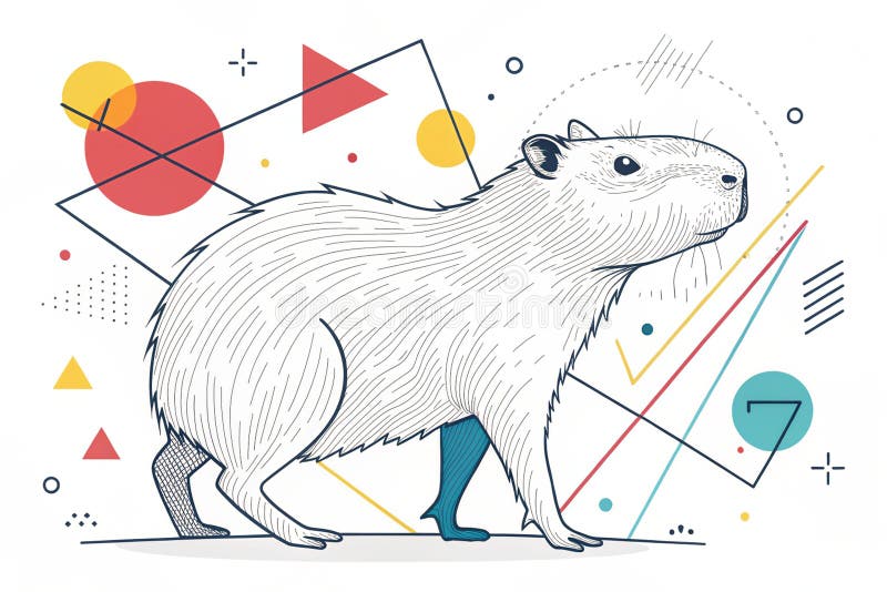 An Abstract, Minimalist Capybara Using Continuous Line Art. the ...