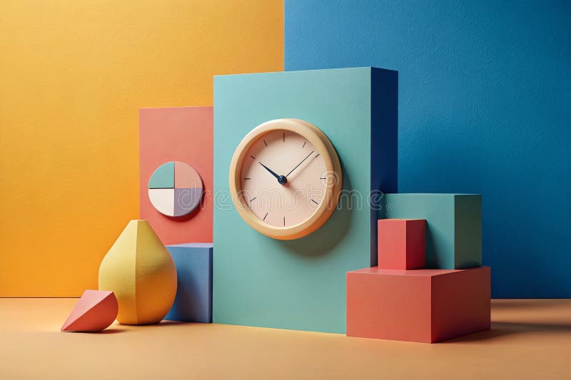 Abstract Minimalist Clock Composite a Modern Still Life Exploration of ...