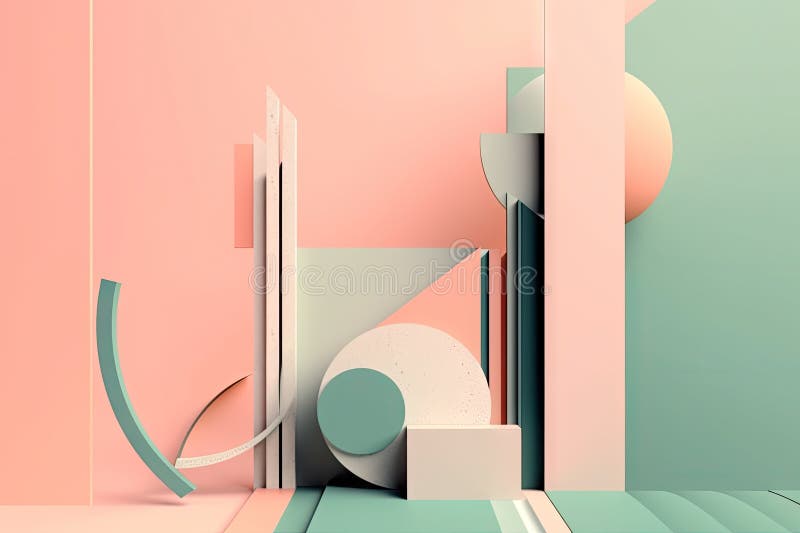 Abstract Minimalist Composition with Geometric Shapes, Lines, and Color ...