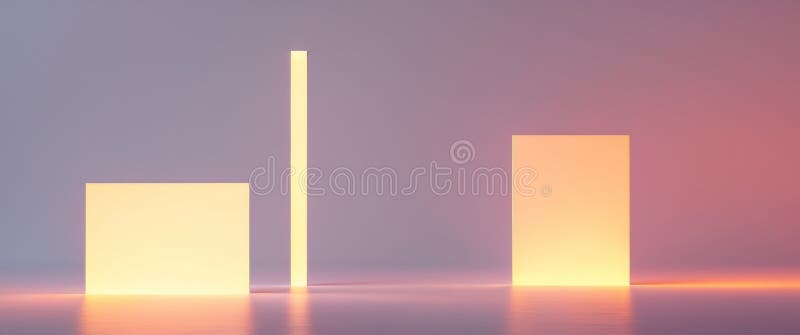 Abstract Minimalist Composition. Luminous Rectangles and Vertical Line ...