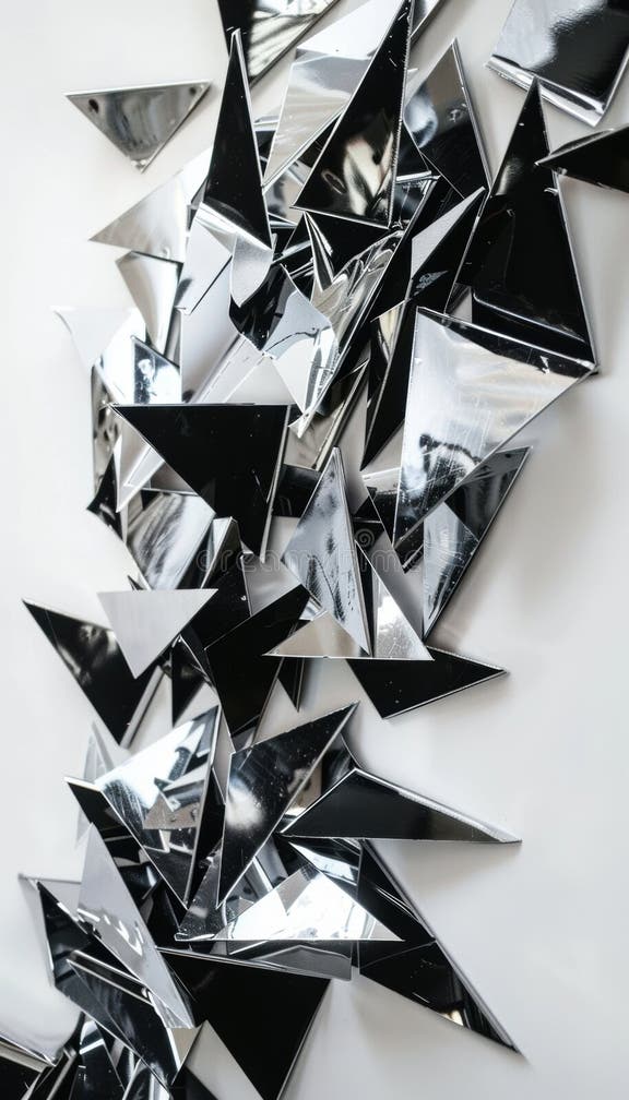 Abstract Minimalist Composition with Metallic Angular Shapes on White ...