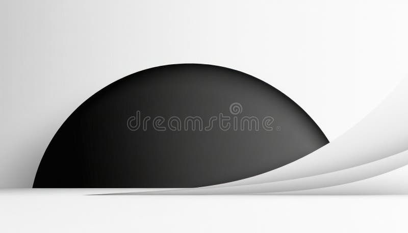 Abstract Minimalist Design Featuring a Black Semicircle on a White ...