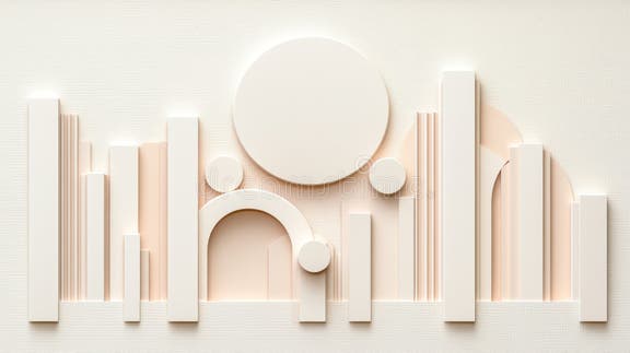 Abstract Minimalist Design, White Circle and Lines on Textured White ...