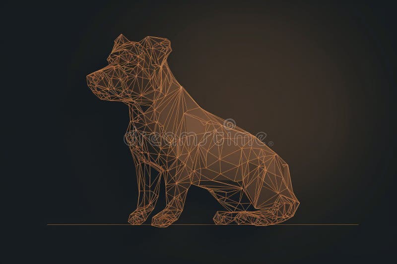 Abstract and Minimalist Dog Drawing Illustration on Dark Background ...