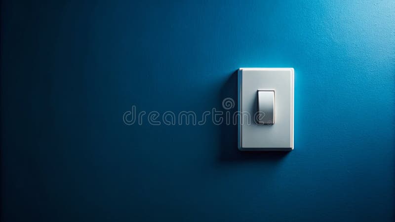 Abstract Minimalist Electric Light Switch on a Vibrant Blue Background ...