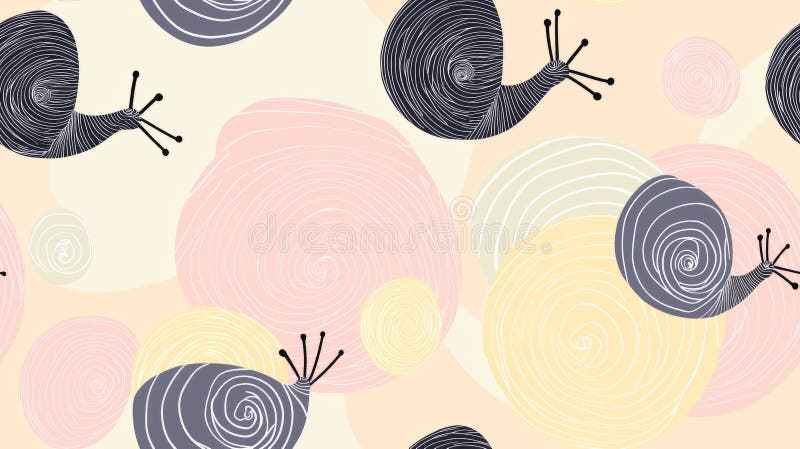 Abstract Minimalist Flat Illustration of Snails in Pastel Colors Stock ...