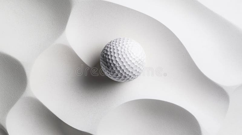 Abstract Minimalist Golf Ball Rests on Wavy Surface. Simple Design ...