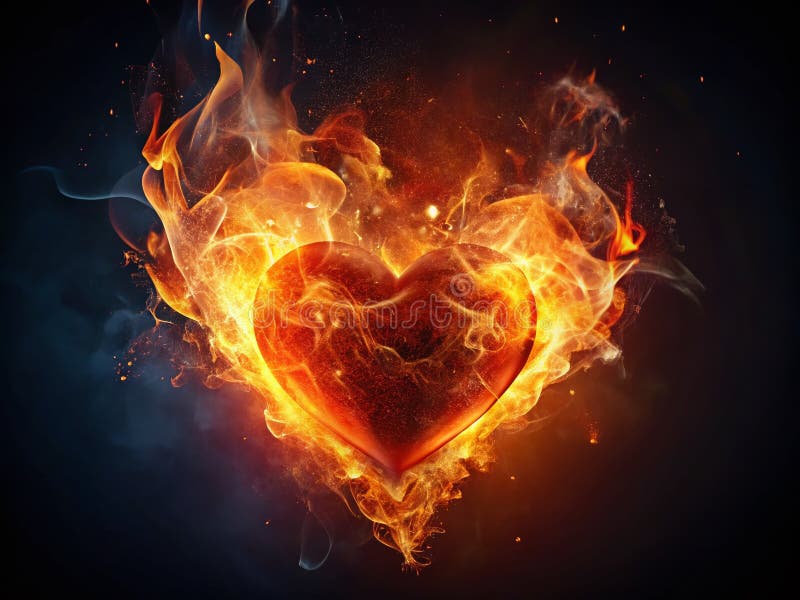 Abstract Minimalist Illustration of a Burning Heart a Visual ...