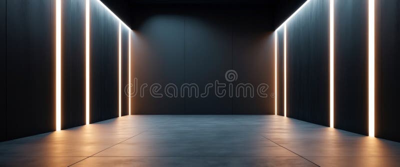 Abstract Minimalist Interior with Vertical Light Beams and Concrete ...