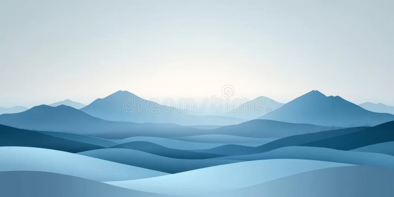 Abstract Minimalist Light Blue and Soft Periwinkle 3D Low Profile Waves ...