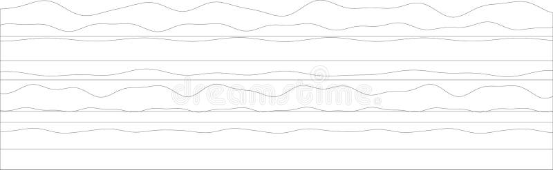 Abstract Minimalist Line Waves on White Background with Horizontal ...