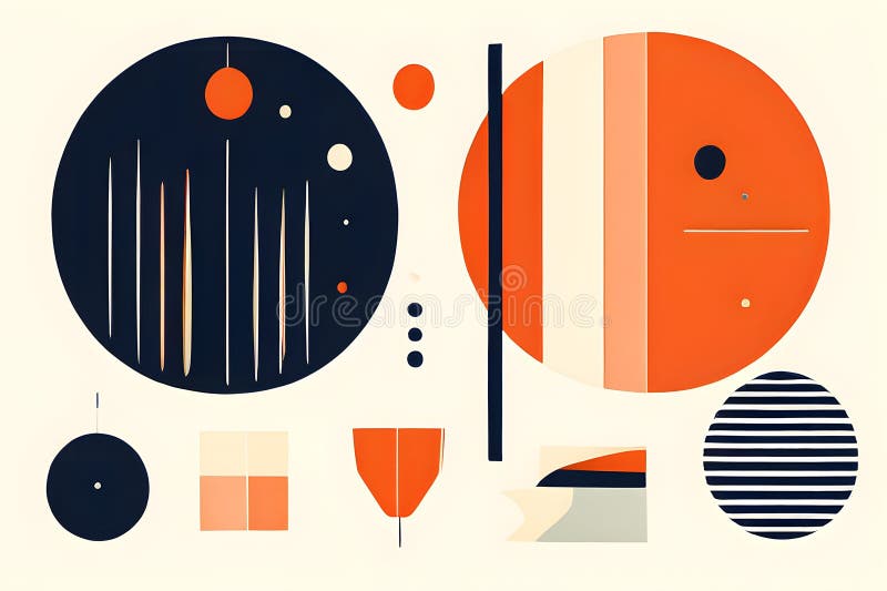 Abstract Minimalist Mid Century Vector Set with Hand Drawn Geometric ...