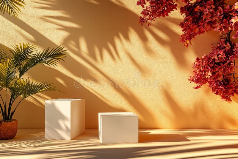 An Abstract Minimalist Nature-inspired Scene Comprising an Empty Stage ...