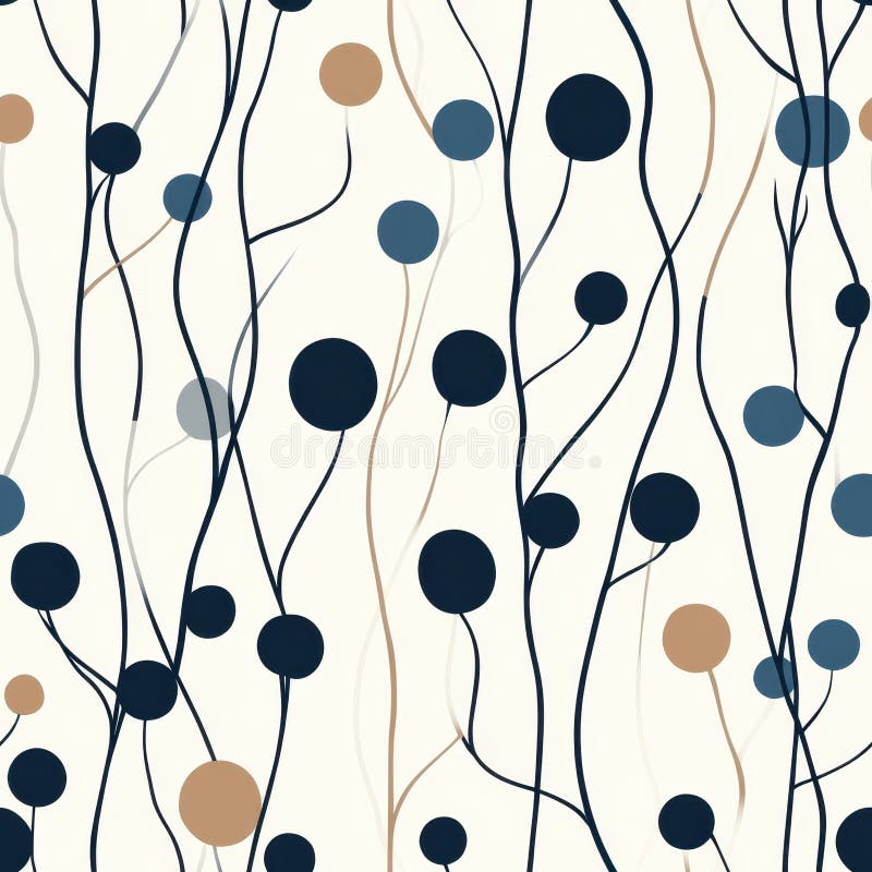 Abstract Minimalist Pattern with Circles and Lines in Neutral Colors ...
