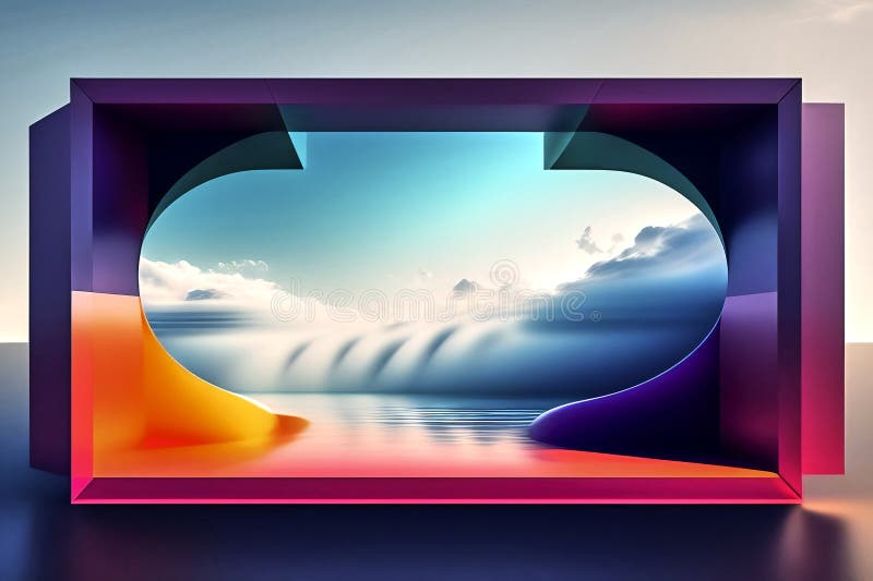 Abstract Minimalist Rendering of a Floating Frame with the Surreal ...