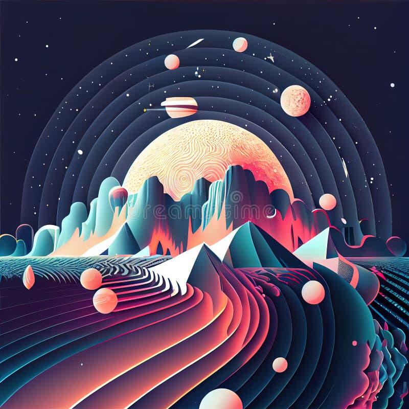 Minimalist Retro Moonscape - Ai Generated Stock Photo - Image of crater ...