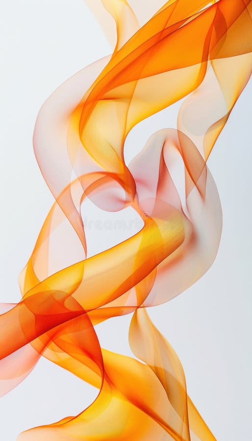 Abstract Minimalist Ribbons in Sunset Orange and Yellow on White ...