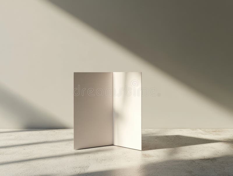 Abstract Minimalist Scene with Open Blank Book and Light Shadow on ...