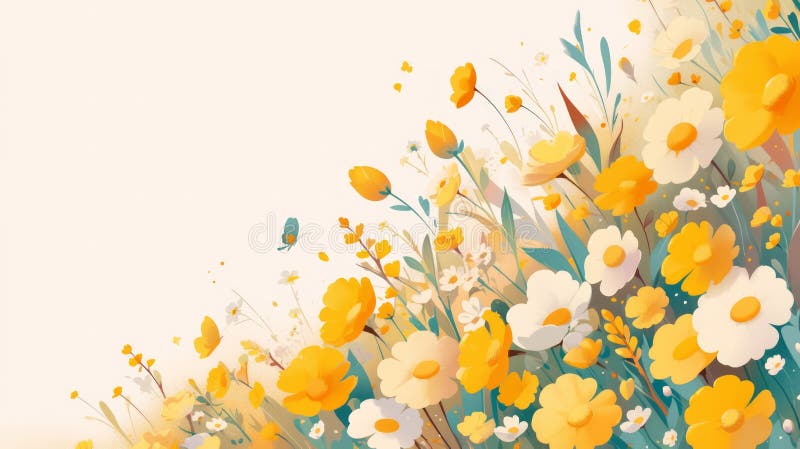 Abstract Minimalist Spring Background with Flowers Large Copyspace Area ...