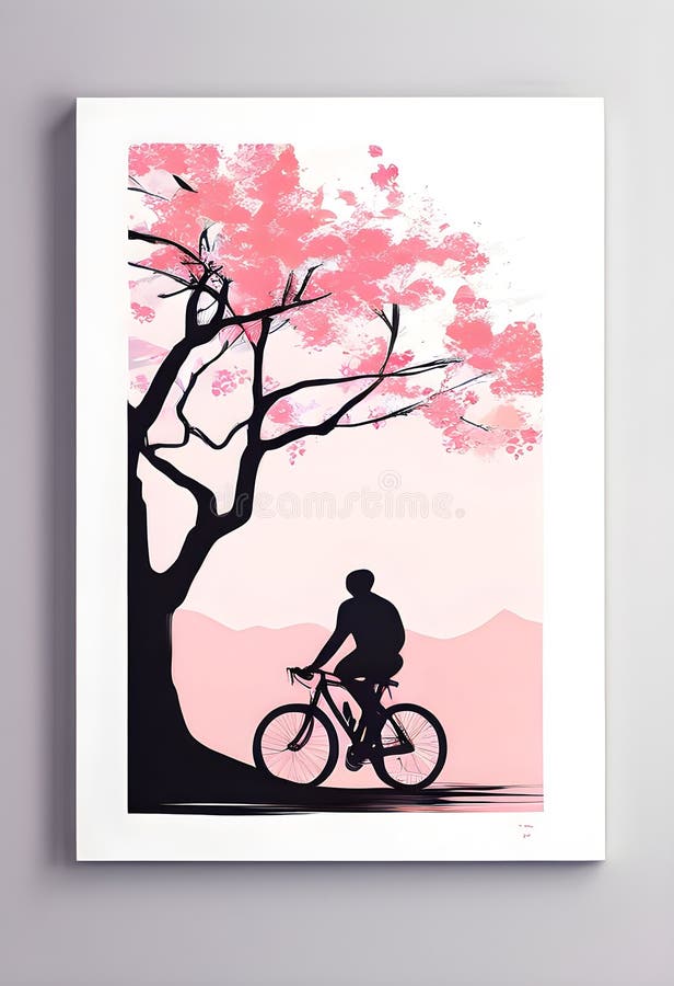 Abstract Minimalist Spring Scene with a Single, Sharp Silhouette of a ...