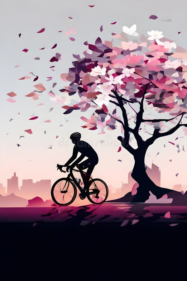 Abstract Minimalist Spring Scene with a Single, Sharp Silhouette of a ...