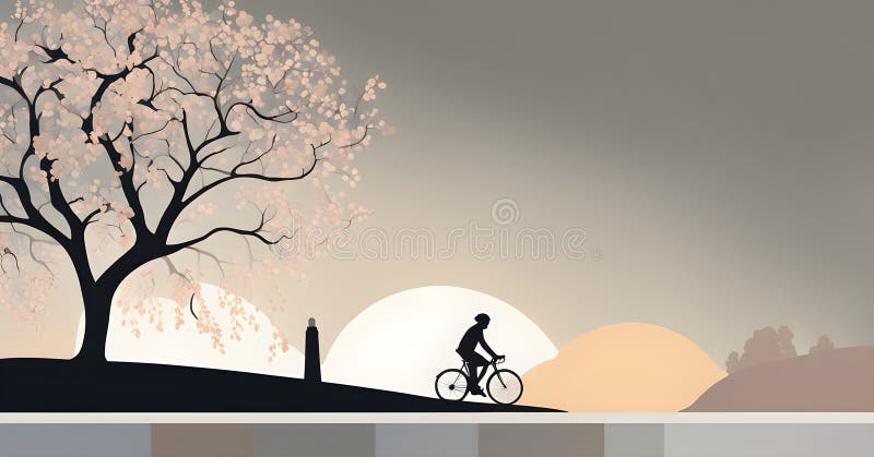 Abstract Minimalist Spring Scene with a Single, Sharp Silhouette of a ...