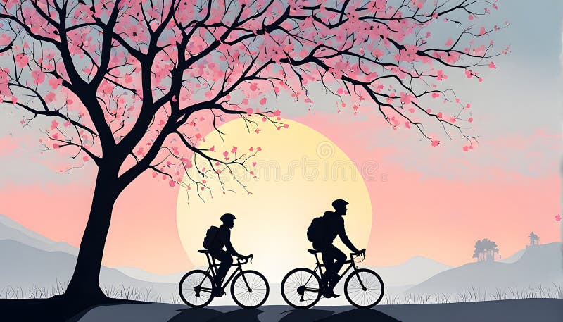 Abstract Minimalist Spring Scene with a Single, Sharp Silhouette of a ...