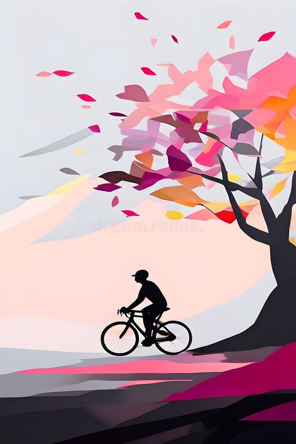 Abstract Minimalist Spring Scene with a Single, Sharp Silhouette of a ...