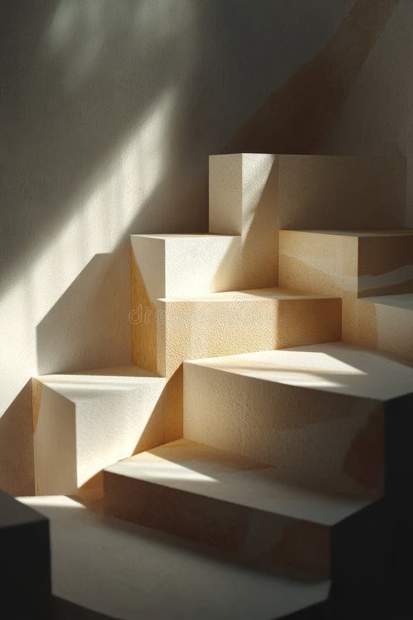 Abstract Minimalist Stairs with Soft Shadows and Natural Light Stock ...