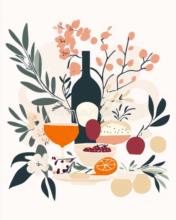 Elegant Easter Brunch Menu Design with Seasonal Illustrations Stock ...