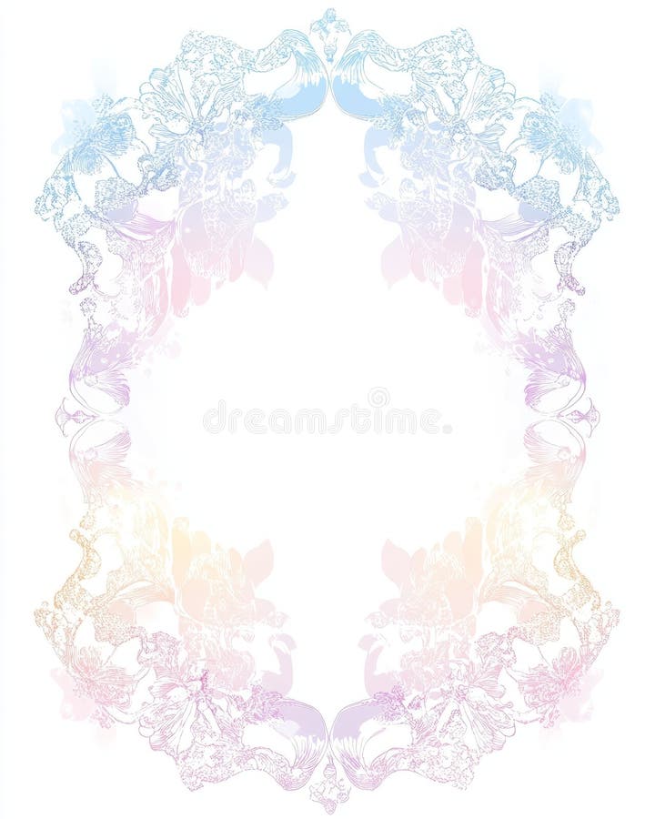 Elegant Wedding Program Design with Lace Border and Pastel Colors Stock ...